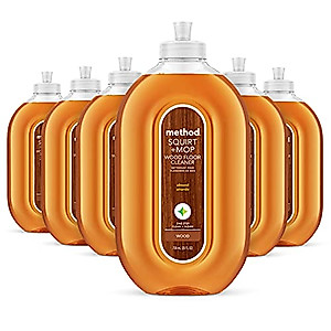 Method Hardwood Floor Cleaner, Easy Squirt + Mop Design Covers Floor in Fewer Sweeps, Use as Laminate or Sealed Wood Floor Cleaner, Almond Scent, 739 ml Bottles, 6 Pack, Packaging May Vary