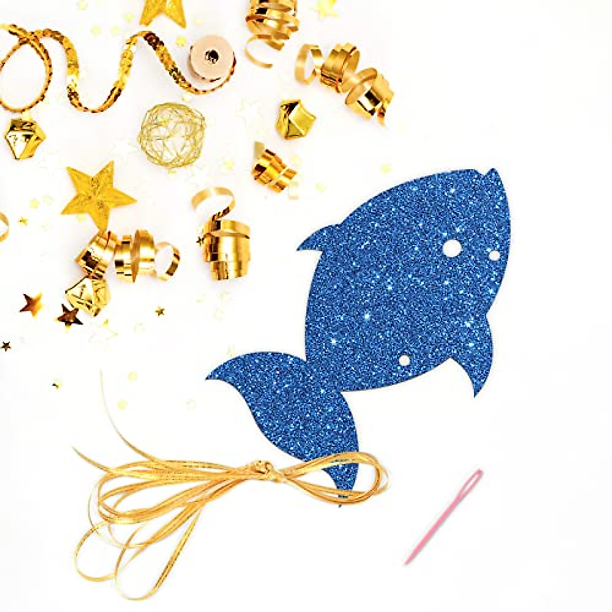 Dalaber Gold Glitter Two Less Fish in The Sea Banner - Nautical Sea Theme Wedding/Engagement Party Decoration - Nautical Bridal Shower, Funny Bachelorette Party Decor Banner, Photo Props