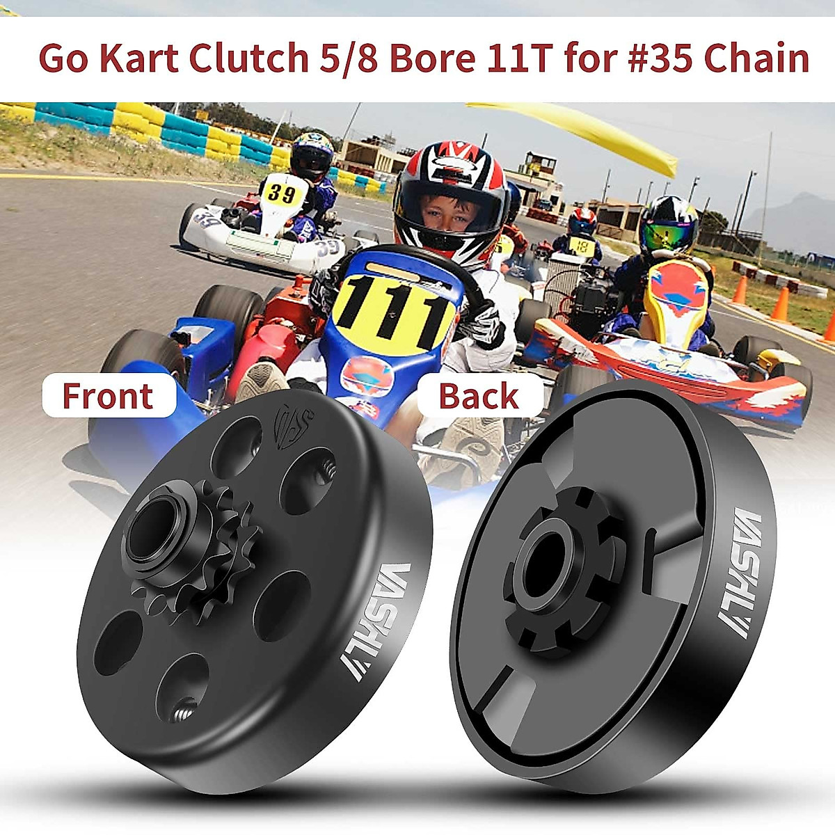 Vashly Go Kart Clutch 5/8" Bore 11 Tooth for #35 Chain Predator 212 Clutch 11T Centrifugal Clutch Perfect for Go Kart, Minibike and Fun Kart Engine