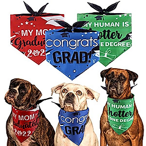 3 Pack Dog Bandana Graduation Triangle Bibs Scarf Washable Neckerchief Adjustable Pet Kerchief Scarf for Dogs Cats Pets Graduation Costume Supply Gift 2022 Congrats Grad (Blue,red,Green)