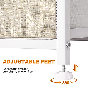 REAHOME 8 Drawer Steel Frame Wood Top Storage Organizer Dresser for Closet, Living Room, and Entryway with 2 Additional Drawer Organizers, Taupe