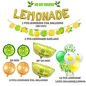 Lemonade Party Decoration Lemonade Foil Latex Balloons Banner,Lemonade Garland Decoration for Summer Lemonade Party