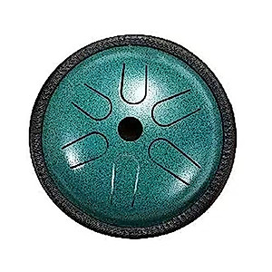 Yahpetes Worry-free Drum 5.5 Inch Steel Tongue Drum 6 Notes Musical Instruments Hand Drums with Handpan Drum with 1 Pair Mallets and Storage Drum Bag Note Sticks (Green)