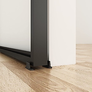 BARNSMITH 30in x 84in Frosted Glass Barn Door with 5FT Top Mounted Hardware kit Include Soft Close Mechanism Black Carbon Steel Tempered Frosted Glass Sliding Door,Assemble Required Easy Installation