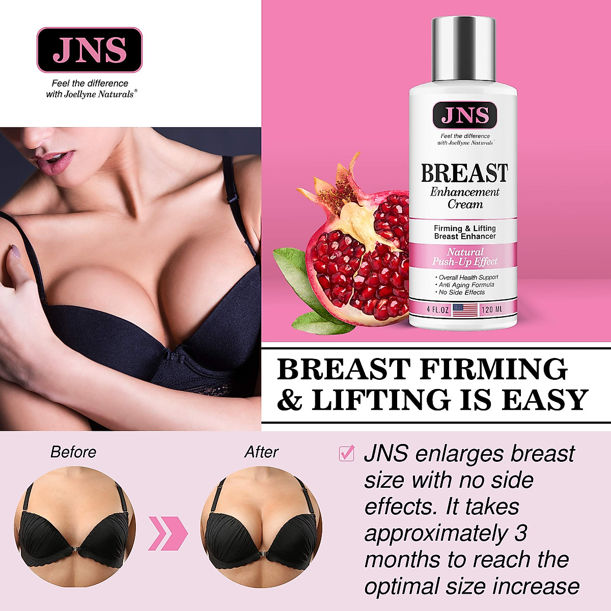Powerful Breast Lifting & Plumping Cream - USA Made, Natural Bust Growth & Enlargement - 4 fl oz