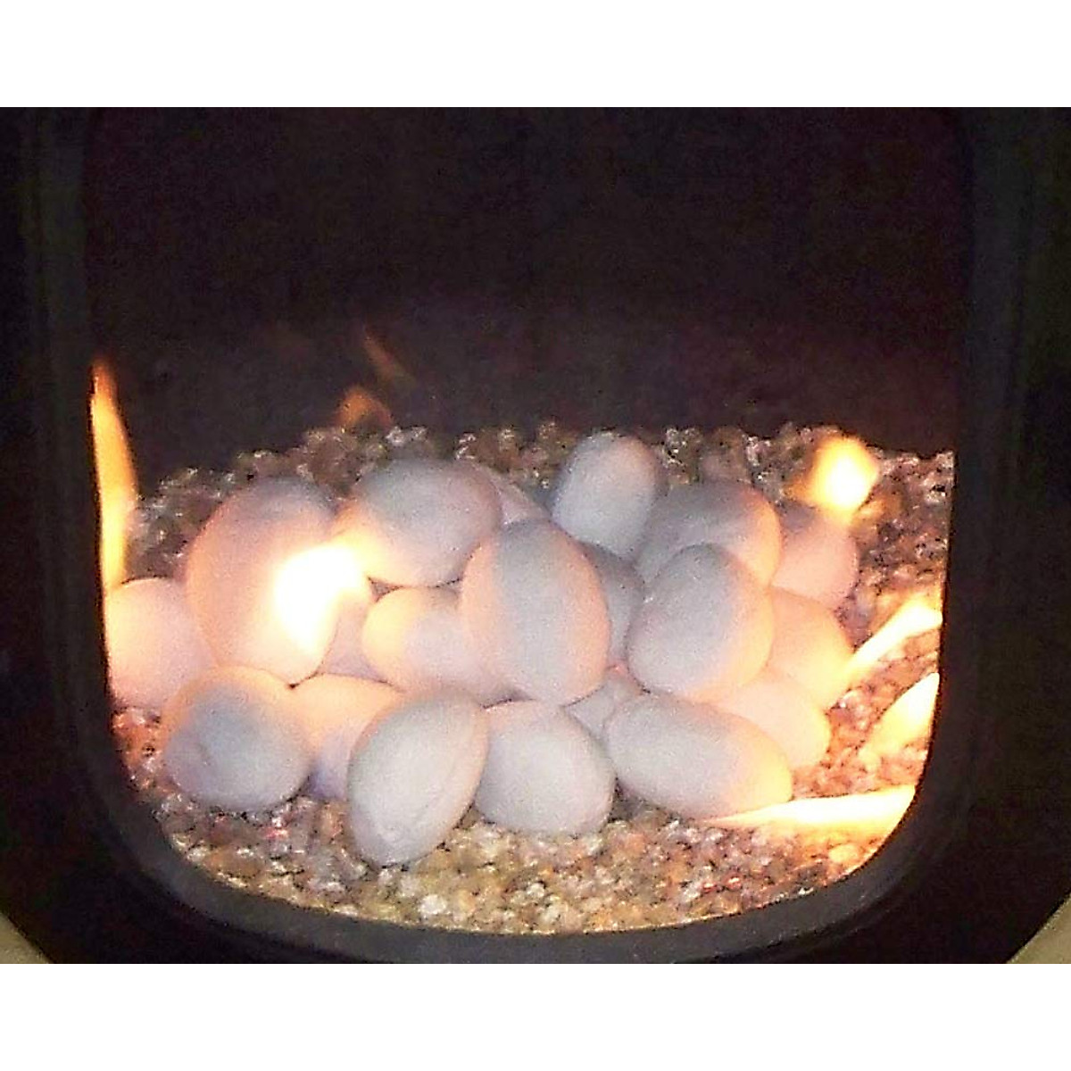 The Blue Rooster Ceramic Fireplace Pebbles - White