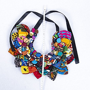 HollandaisWax African Ankara Handmade Petal Neckpiece Button Necklace for Women Jewellery