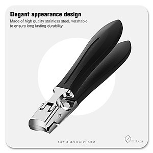 FERYES Nail Clippers for Thick Nails with Catcher, Soft Grip Rubber Handle Fingernail Clippers for Effortless Nail Care, Precision & Powerful Thick Nail Cutter for Senior, Men and Women