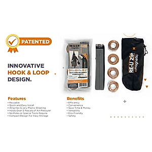 RE-U-ZIP® Reusable Magnetic Entry Strip™ | Patented Self-Closing Dust Barrier Zipper | Starter Kit