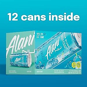 Alani Nu BLUE SLUSH Sugar Free, Low Calorie Energy Drinks | 200mg Caffeine | Biotin B Vitamins | Zero Sugar | 10 Calories | 12 Fl Oz Cans | 12 Pack