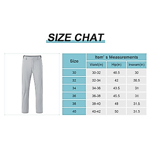 TBMPOY Mens Stretch Golf Pants Lightweight Quick Dry Casual Work Pant with 3 Pockets Light Grey 36