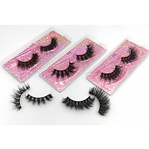 Ellazzle 10 Pairs Faux Mink Eyelashes Wholesale Lashes Pack, Lashes Natural Look 16mm-20mm False Eyelashes Pink