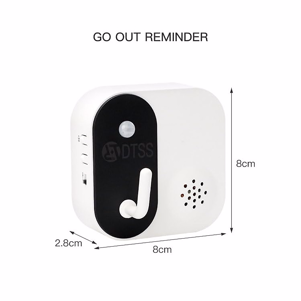 Generic Smart Key Hook with Human Body Sensing Voice Reminder, Personalized Voice Recordings, Multifunctional Reminder (Batteries not Included), White and Black