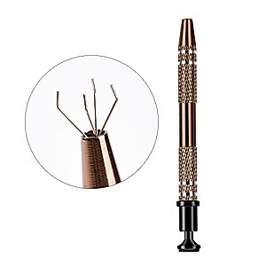 4 Prongs BGA Chip Pick,Tweezers Stainless Steel 4-Claw Pick up Tool Jeweler's Pick-Up Tool, for Small Parts Pickup, Grabber for Nails Clamping- Manicure Cotton Ball (1Pack, Bronze Color)
