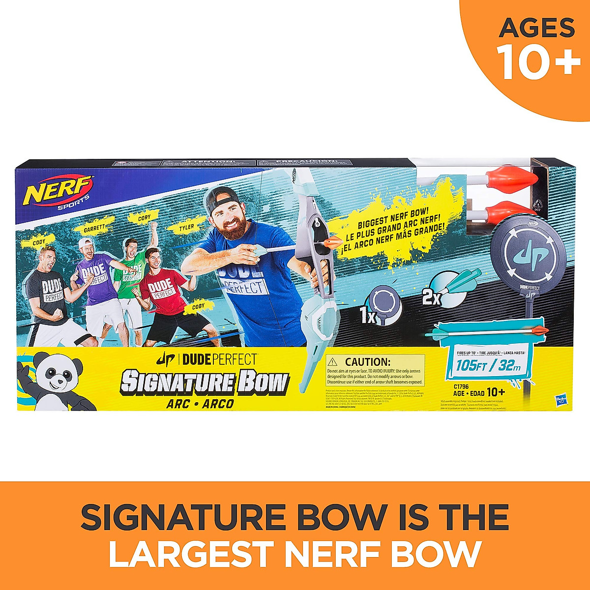 Dude Perfect Signature Bow Nerf Sports Biggest Nerf Bow with 2 Nerf Whistling Arrows For Kids, Teens, and Adults
