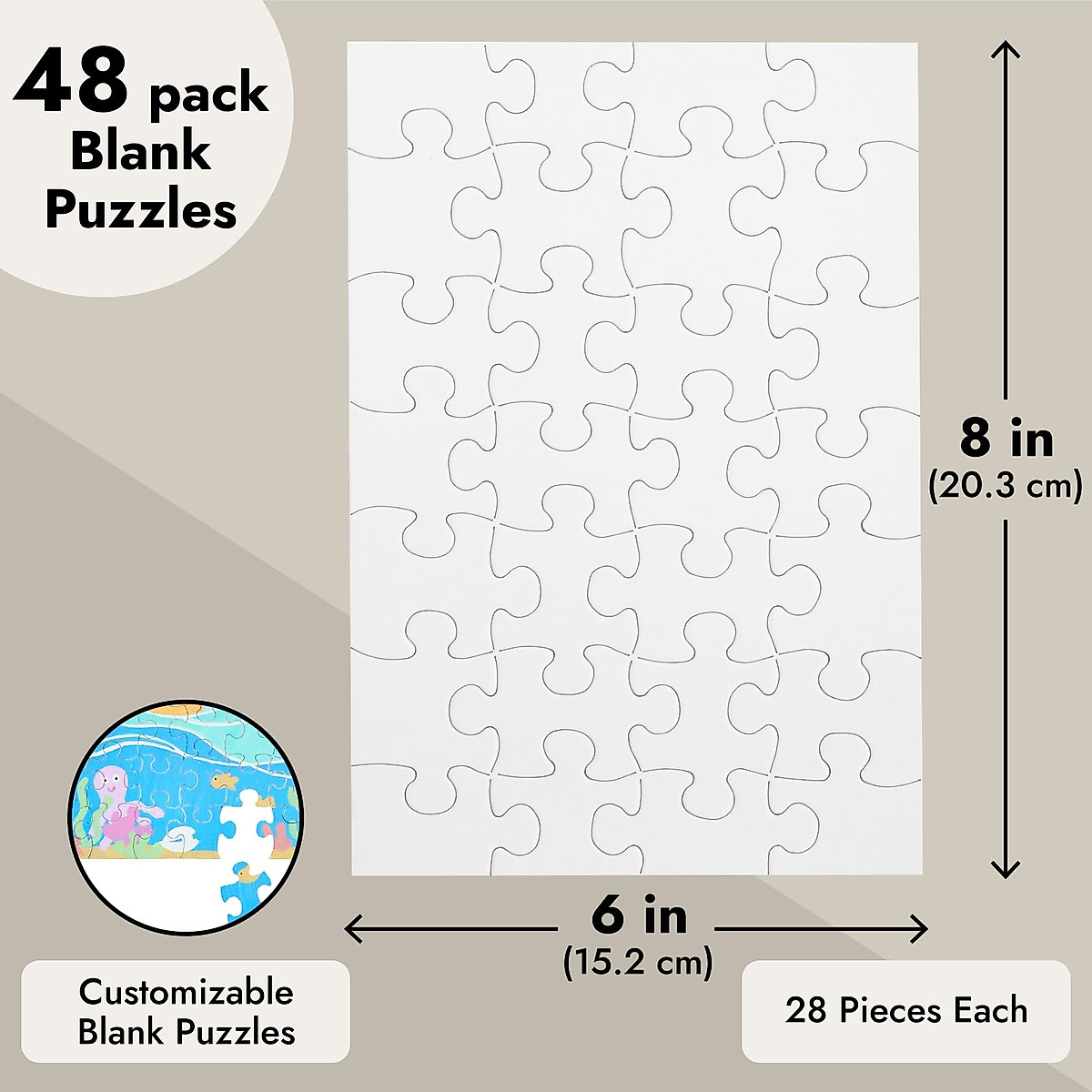 Juvale 48 Sheets Blank Puzzles to Draw On Bulk – 6x8 inch Make Your Own Jigsaw Puzzle for Kids Crafts Projects (28 Pieces Each)