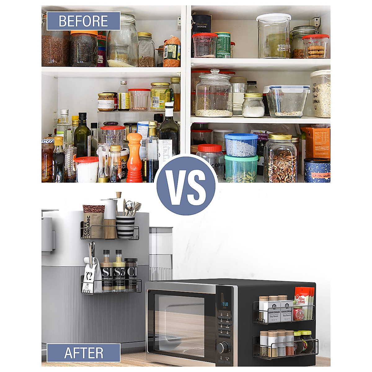 XHENEEB Magnetic Spice Rack for Refrigerator 4 Pack Magnetic Spice Rack Fridge Organizers and Storage Metal Magnetic Shelf