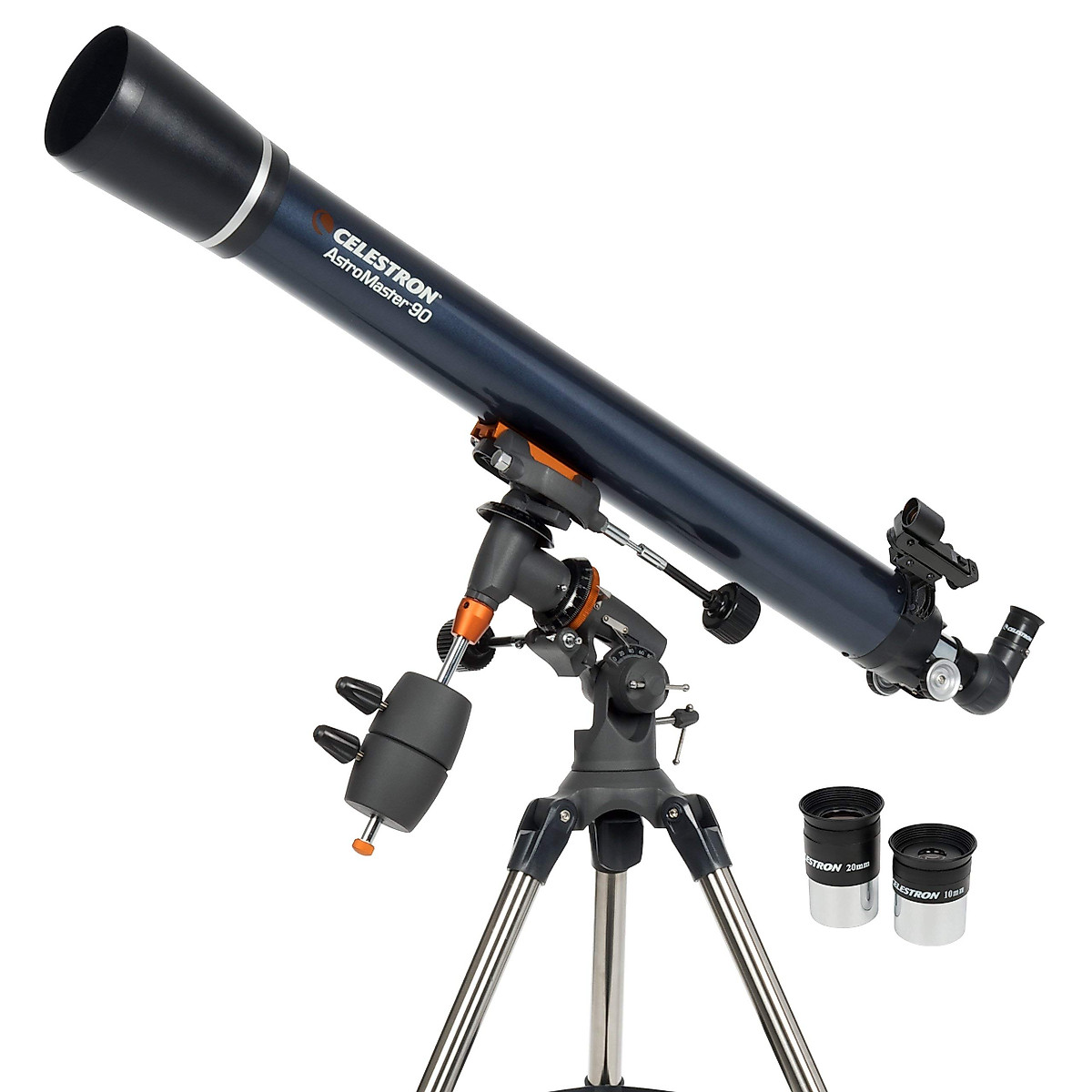 Celestron - AstroMaster 90EQ Refractor Telescope - Refractor Telescope for Beginners - Adjustable-Height Tripod - Bonus Astronomy Software Package & AstroMaster Telescope Accessory Kit