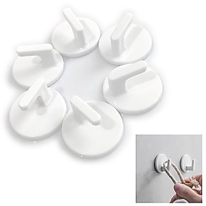 lightstar 6 Pcs Adhesive Hooks, Plastic Hooks, Small Wall Hooks for Hanging,Drill-Free Wall Hooks,Seamless Hooks,Hooks for Kitchen Bathroom
