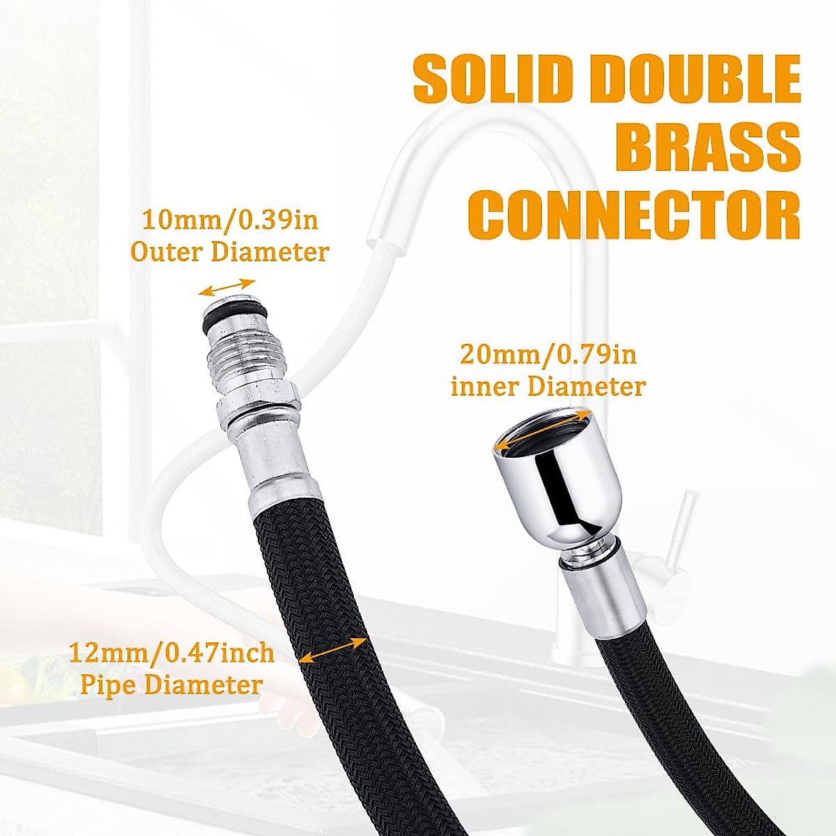 K-1219935-BC Hose Kit for Kohler Pull-Down Kitchen Faucet, Pull-Out Hose with 13.5oz Weight Ball, Classic Pull-Out Hose for Kohler K-1219935-BC/K-1304674-BC Hose Replacement Parts