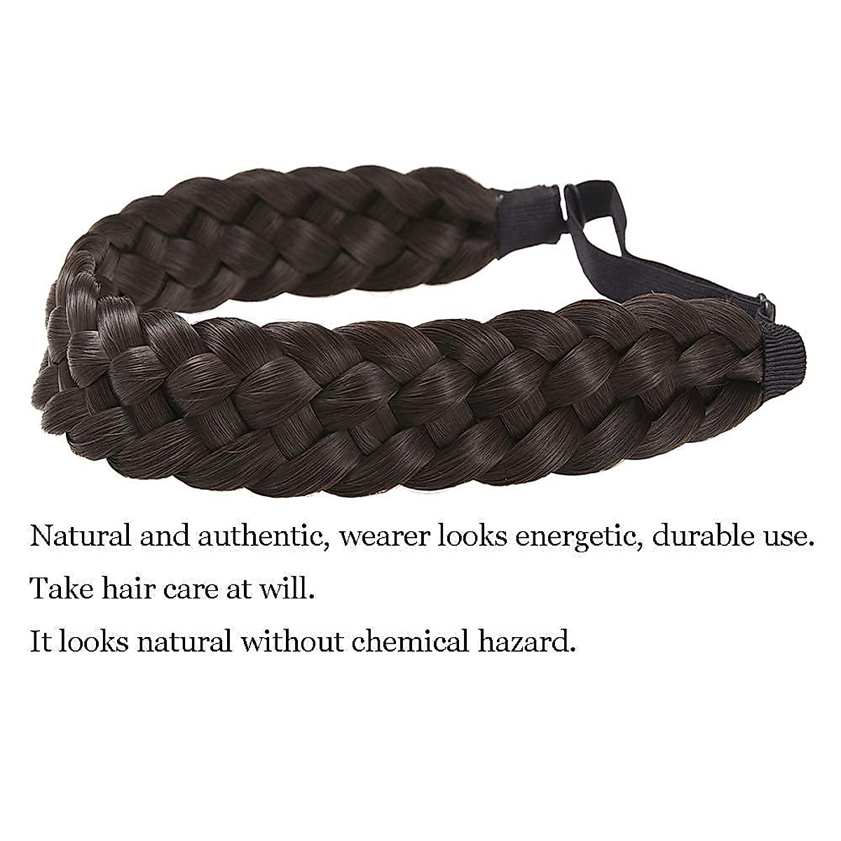 TOECWEGR 5 Strands Synthetic Hair Braided Headband Hairpiece Classic Chunky Wide Plaited Braids ElasticMulti Color Headband Ladies Beauty Hair Accessories