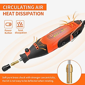 HARDELL Rotary Tool Kit, 130w Rotary Tool with 95 Pcs Accessories,Flex Shaft, 6 Variable Speed for Crafting Projects and DIY Creations,Cutting,Polishing,Sanding,Curving,Drilling