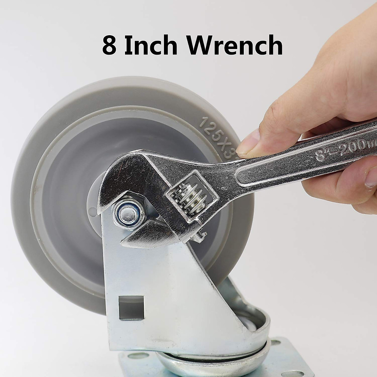 Casoter 18" Silver Adjustable Wrench 55mm Wide Milled Jaw Drop Forged Steel Heat Treated Chrome-plated Garage DIY Proto Tool for Men