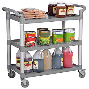 Plastic Utility Bussing Cart with Wheels | Custom Sizes, Colors and Shelves Quantity | Choose Between Available Sizes: 32" L x 16" W x 38''H | 42" L x 20" W x 38''H