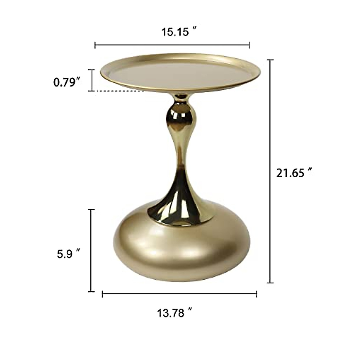 LUGSHIREE Small Round End Tables,Metal Side Table,Modern Space Saving Pedestal Minimalist Table Nightstand for Living Room Apartment Bedroom(Gold)