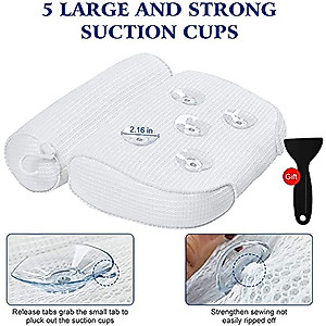 OMYSTYLE Bath Pillow for Tub, Bathtub Pillows with Soft 5D Air Mesh & 5 Large Suction Cups, Quick Dry Spa Bath Pillow for Neck, Head, Shoulder and Back Support - Soft, Non-Slip, Extra Thick