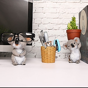 Sempoda Cute Animal Glasses Holder, Resin Funny Decorative Eyeglass Holder, Creative Koala and Cute Big Mouth Glasses Holder Stand for Home Office Desktop Decoration