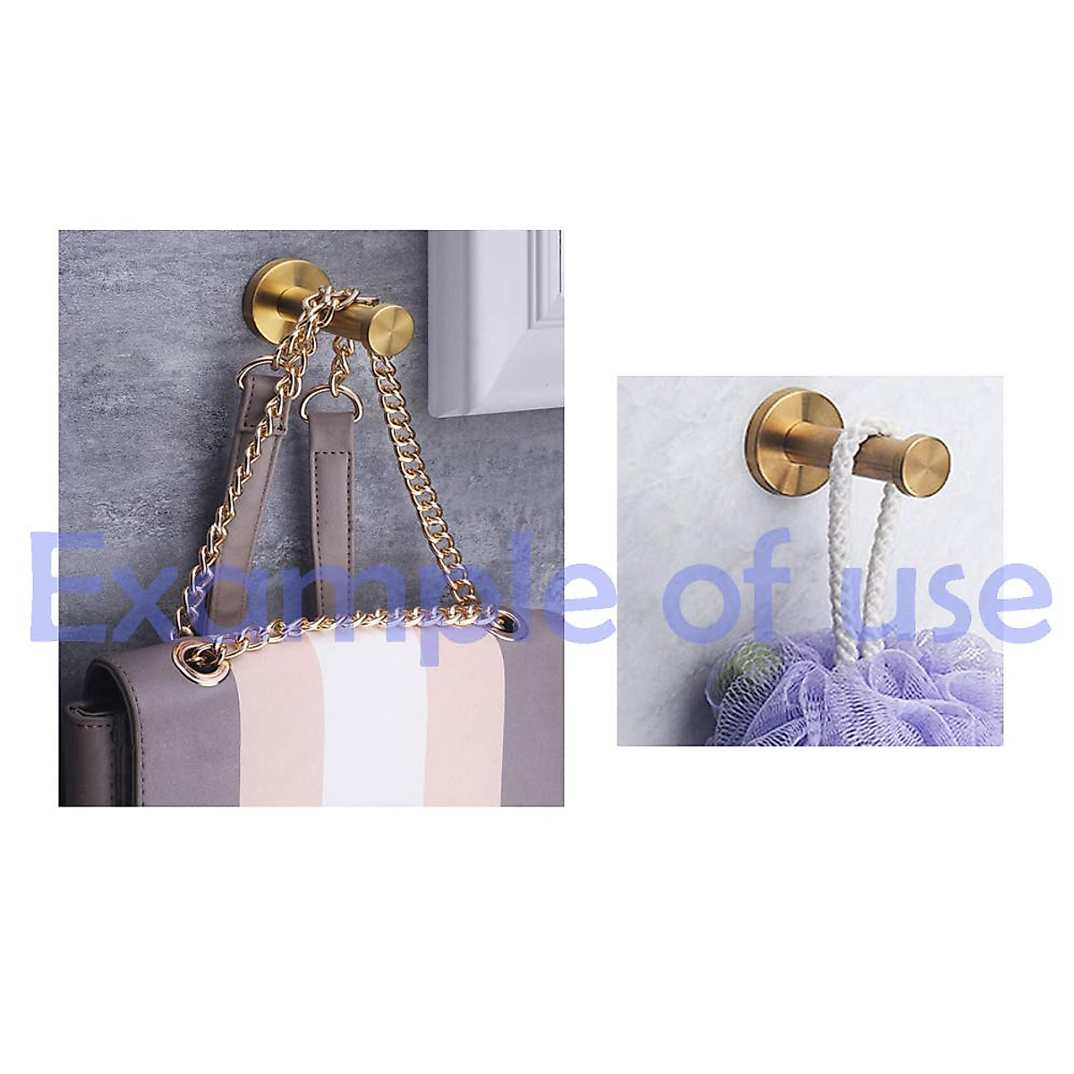 NELXULAS Golden Brushed Stainless Steel Single Heavy Duty Wall Mount Hook, Bath Towel Hooks, Robe Hooks, Coat Hanger, 4 PCS (8 inch)