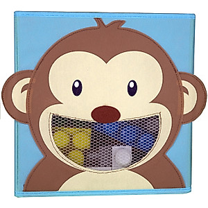 Foldable Storage Bin Containers - Collapsible Cube Bins with see through mouth! - Great Non Plastic Box Cubes for kids, toys, nursery, wall organizer, décor, etc. - Safe, Stain-resistant, fun!