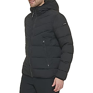 Calvin Klein Men's Hooded Stretch Jacket, Ebony, Large