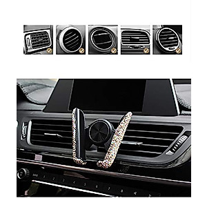 Bestbling Luxury Fashionable Convenient Bling Rhinestone Crystal Car Dash Air Vent Slip-On Adjustable Phone Holder for Easy View GPS Screen (Silver M Holder)