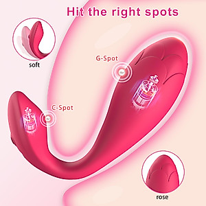APP Remote Control Vibrator-Dual Motors Rose Sex Toy with 9 Vibrating Mode Adult Toy Wearable Clitoral G Spot Vibrator for Women Couple Pleasure