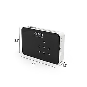 AAXA P300 Neo Mini LED Projector with 2.5 Hour Rechargeable Battery, Onboard Media Player, HDMI/Mini VGA/USB/microSD Inputs, 1080p Support (Renewed)