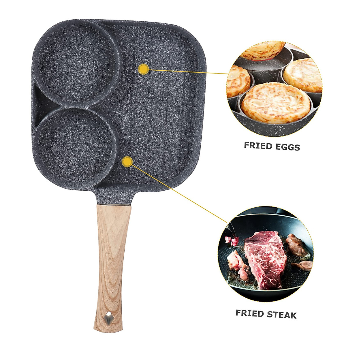DOITOOL Poached Egg Pan Fried Egg Pan Pot Induction Cooker Aluminum Alloy Burger Pan Sandwich Making Pan Bacon Cooking Pan