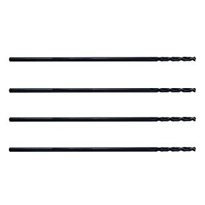 MAXTOOL 5/32"x12" 4pcs Identical Aircraft Extension Drills HSS M2 Extra Long Deep Twist Drill Bits Straight Shank Fully Ground Black; ACF02B12R10P4