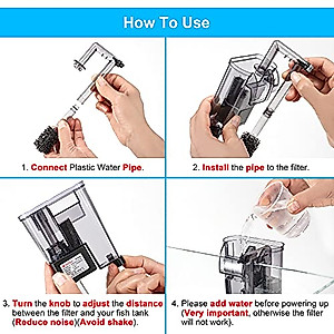 DaToo Aquarium Hang On Filter Small Fish Tank Hanging Filter Power Waterfall Filtration System