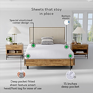 SUPREME ELEGANCE Hotel Percale Cotton Rich Sheets, Polka Dot Navy Full Size Bed Sheet, Wrinkle-Resistant, Brushed for Extra Softness, Luxury Bed Sheets Full, Elasticized Deep Pocket Bedding Set