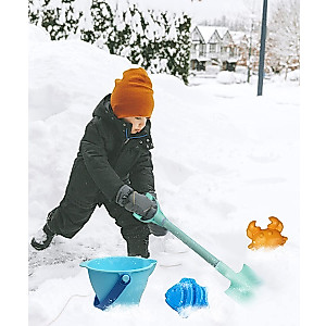 IOKUKI Long Shovels Sand Toys Set with Mesh Bag Including Dump Truck, Beach Buckets, Shovels, Rakes, Molds, Outdoor Beach Toys Tool Kit for Kids, Toddlers, Boys and Girls (15 PCS) Age 3+