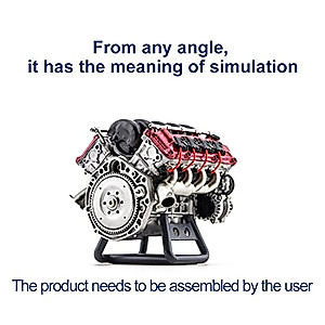 MAYS Mini V8 Engine Model Kit for Adults, MAD RC Metal Internal Combustion Dynamic Assembly DIY Toy for AX90104 SCX10â…¡ Capra VS4-10 Pro /Ultra Model Car - KIT Version, 6.4 x 6 x 5.5cm