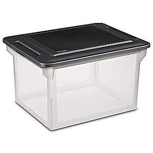 Sterilite 18689004 Versatile Clear Home Organizing Storage File Container Box with Black Secure Seal Lid for Letters and Legal Sized Folders (8 Pack)