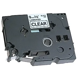 Brother 3/8 Inch x 26.2 Feet Black on Clear for P-Touch (TZ121)