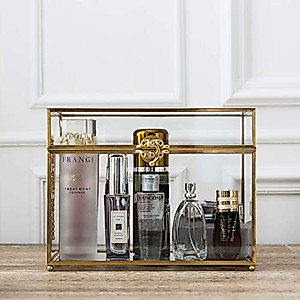 Smart Wyche Large Glass Box Wedding Card Box with Lock for Cosmetic Jewelry Sculpture DIY Mini Garden, Sturdy, 10 L x 5.71 W x 7.88 H" - Gold