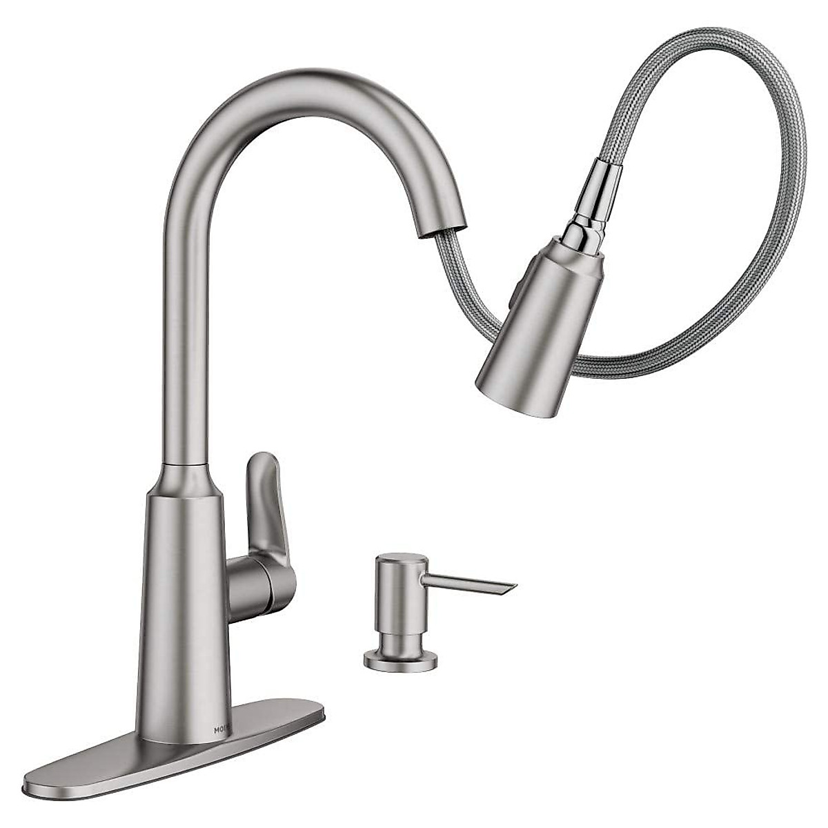 Moen 87028SRS Edwyn Spot Resist Sta Inless 1Handle Deck Mount Pulldown Kitchen Faucet, 7.5, Stainless Steel