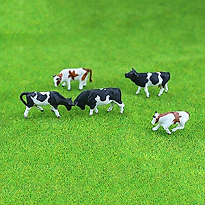 Hiawbon Mini Colorful Cattle Figurines Simulated Cattle HO Scale 1:87 Realistic Plastic Cow Figurines, 20 Pcs