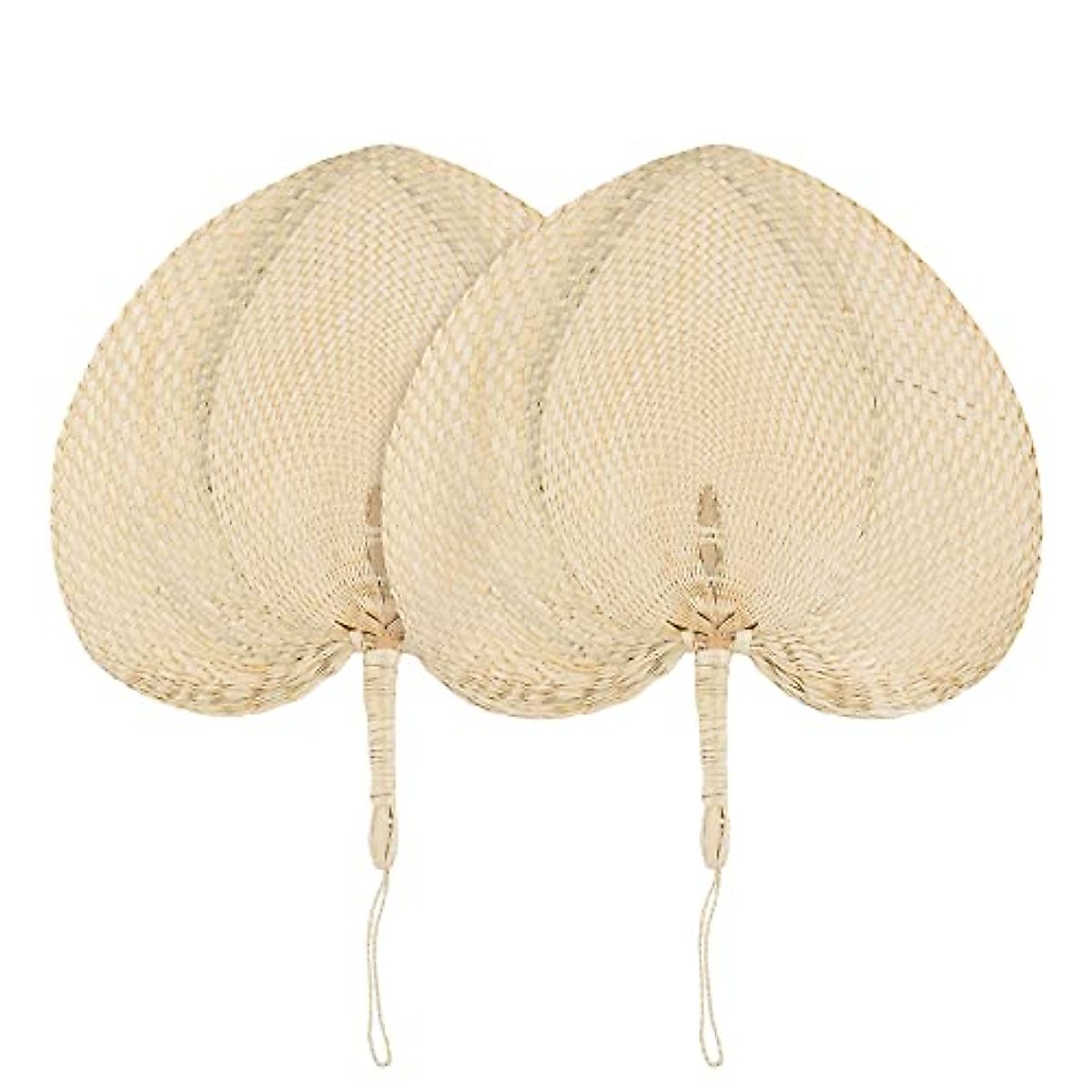 Framendino, 2 Pack Handmade Natural Bamboo Raffia Fans Hand Rattan Fan Woven Fans Plam Leaf Fans for Summer Home Wedding Decor Gift Favor