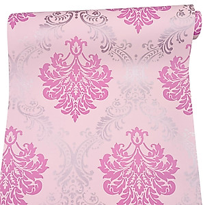 Yifely Vintage Pink Damask Self-Adhesive Shelf Drawer Liner Moisture Proof PVC Mat 45x300cm